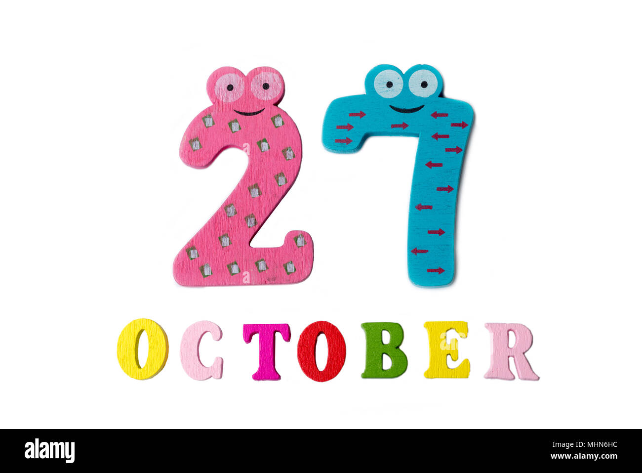 October 27 on white background, numbers and letters. Calendar Stock ...