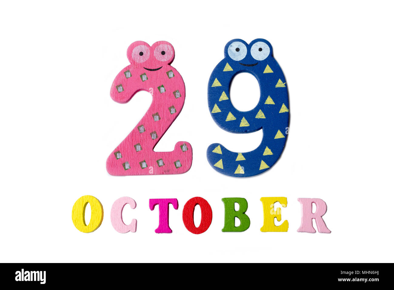 October 29 on white background, numbers and letters. Calendar Stock ...