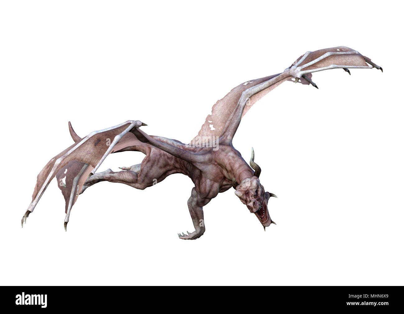 3D rendering of a fairy tale vampire dragon isolated on white ...