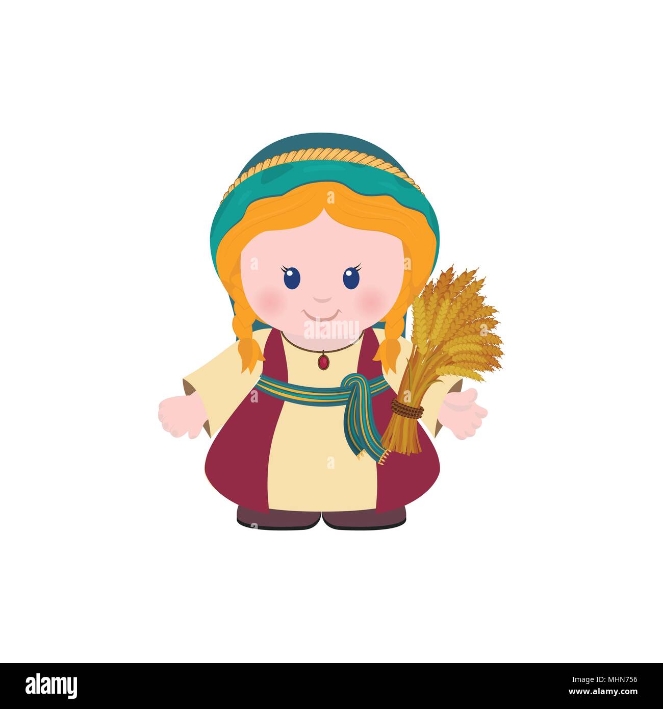 Ruth with Sheaf of wheat on white background. Cartoon character Stock ...