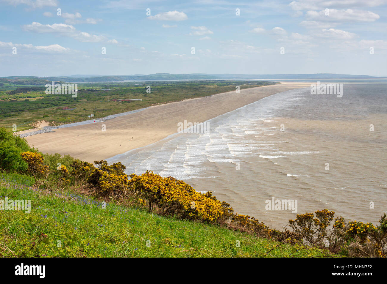 7 Mile stretch of flat beach at Pendine Sands in Carmarthenshire, Wales ...