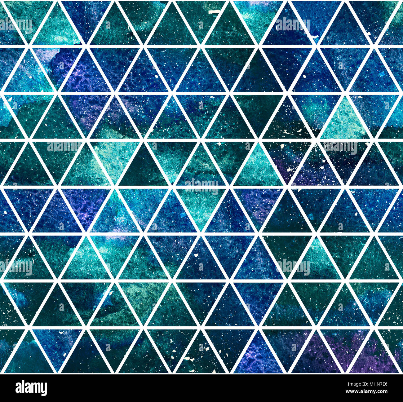 Watercolor background. 2d hand drawn seamless pattern with dark blue ...