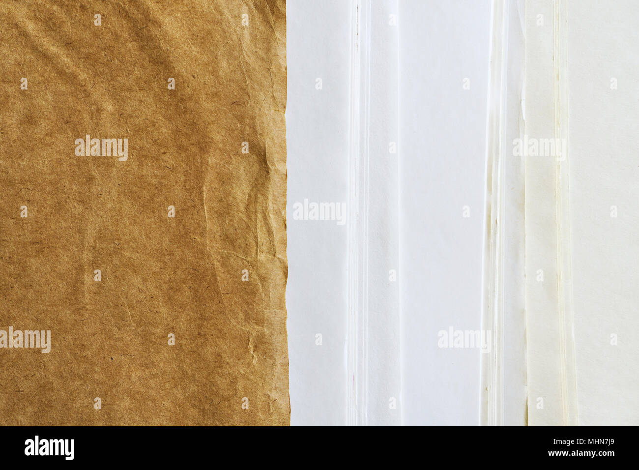 Mix of rustic paper textures. Old craft folder with few different sort ...