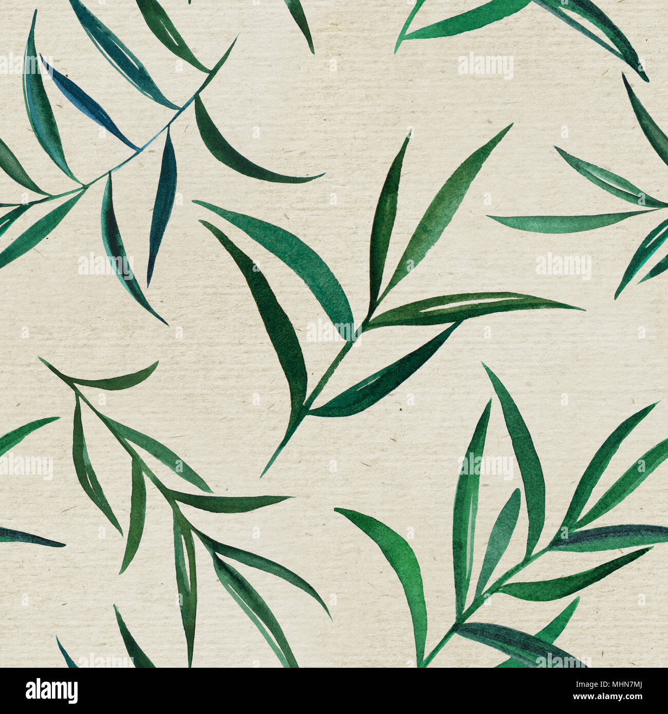 2d hand drawn watercolor seamless background. Colorful yucca or laurus ...