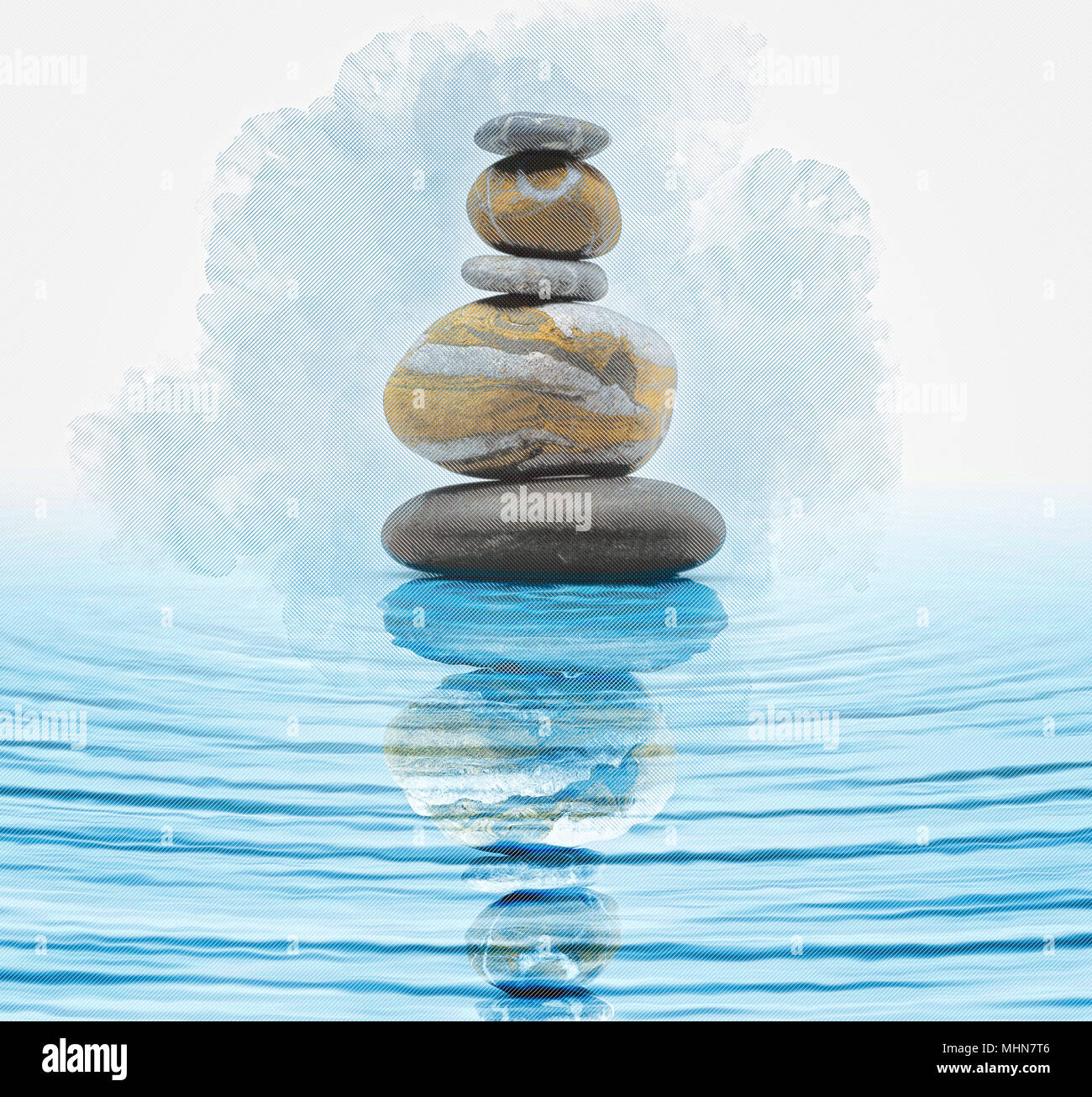 Zen stones in water Stock Photo - Alamy