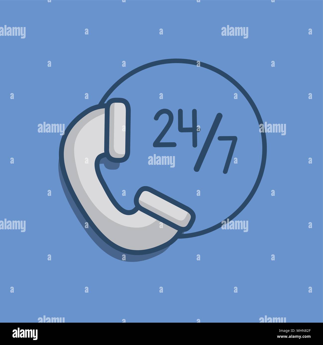 telephone with symbol over blue background, colorful design. vector ...