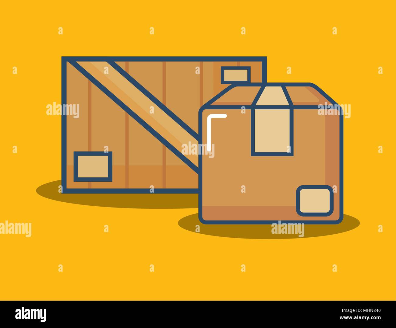 carton boxes over yellow background, vector illustration Stock Vector ...