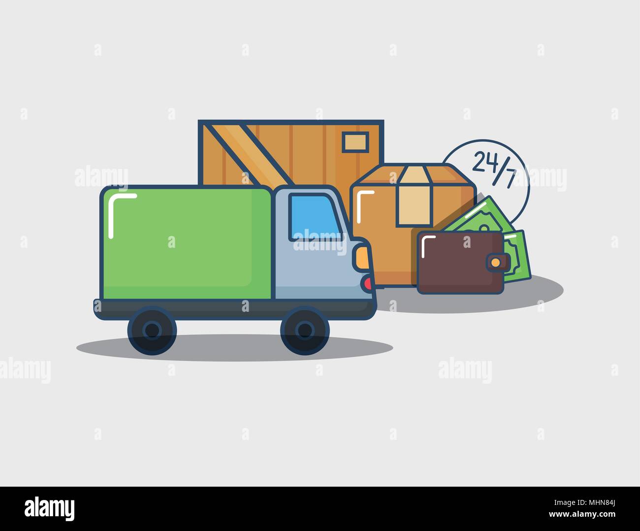 carton box and delivery related icons over white background, vector ...