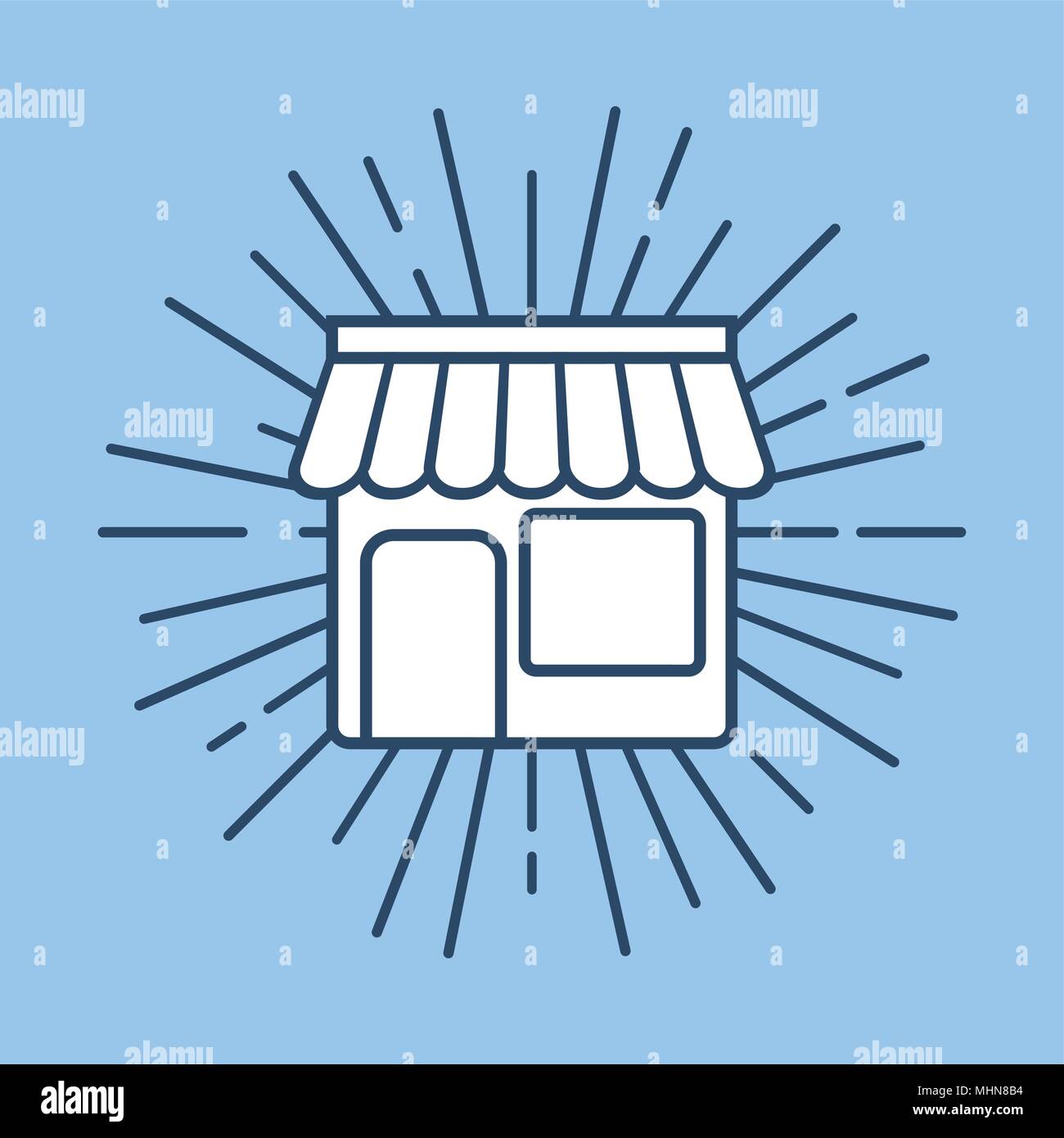 store icon over blue background, colorful line design. vector ...
