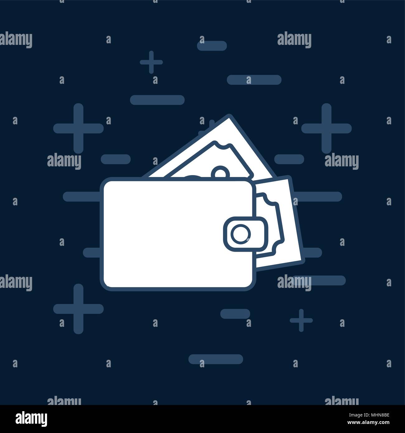 wallet with money over blue background, colorful line design. vector ...