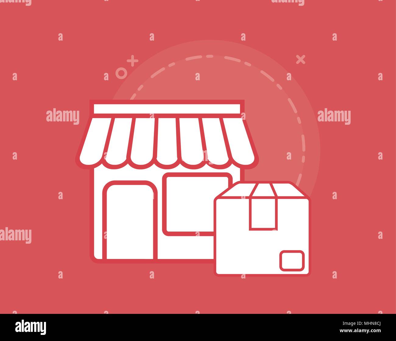 store and box over red background, colorful design. vetor illustration ...