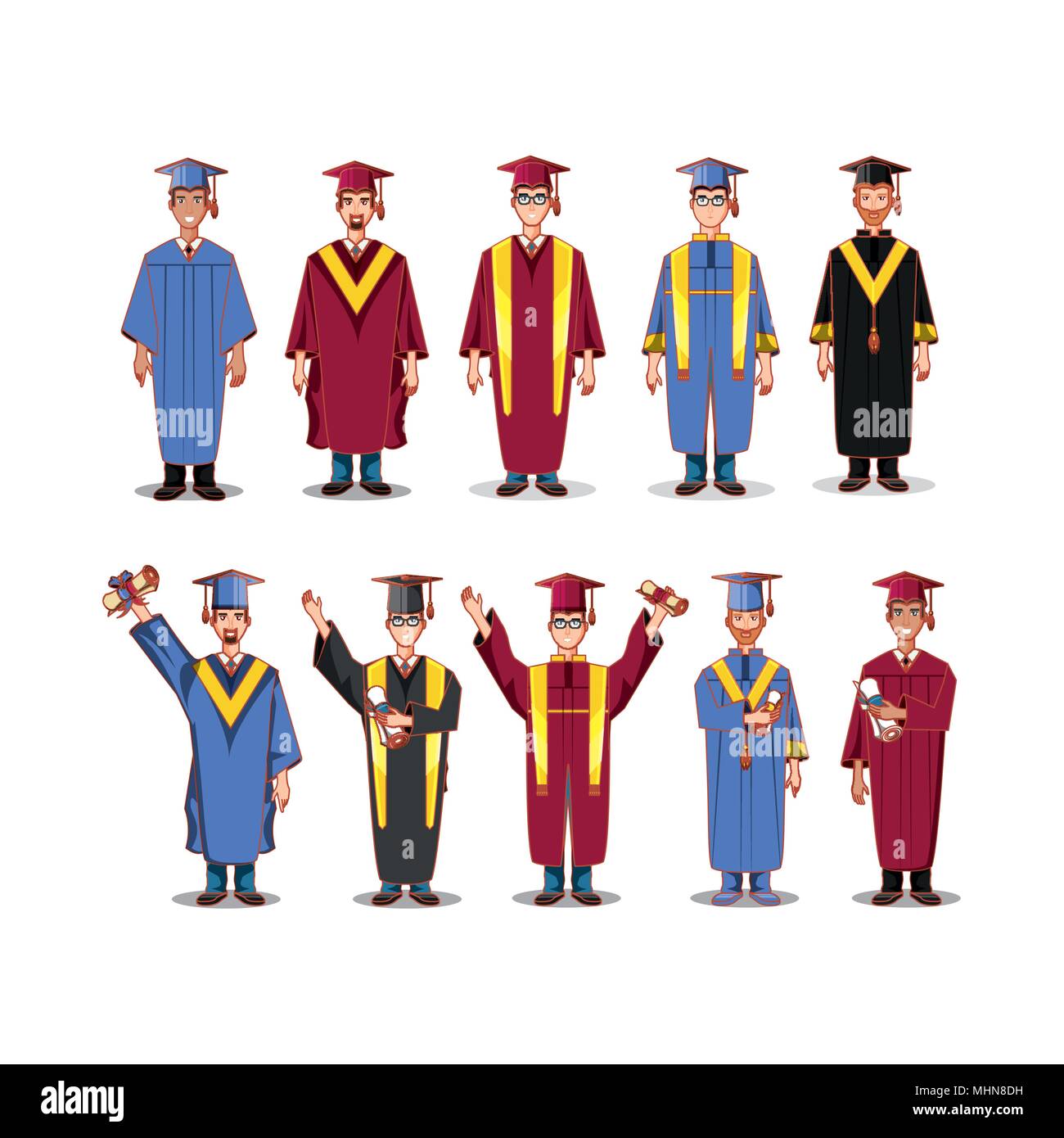 group of students graduated characters vector illustration design Stock ...