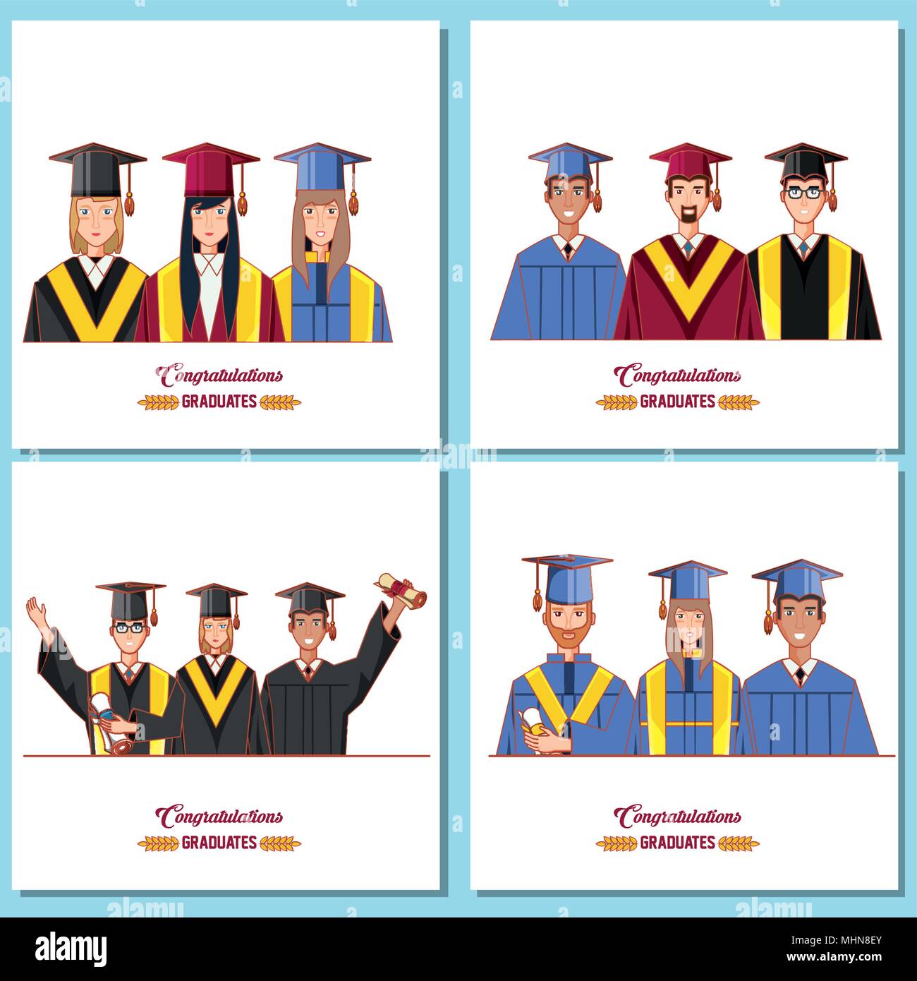 group of students graduated characters vector illustration design Stock ...