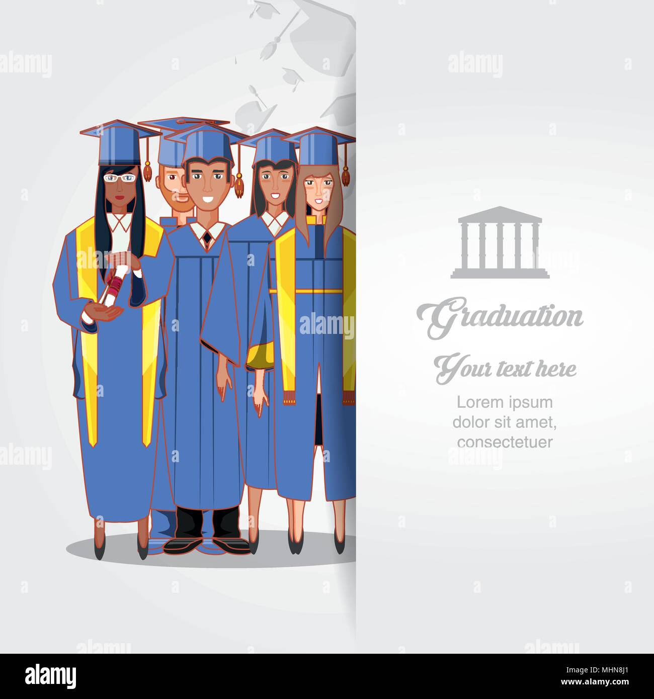 group of students graduated characters vector illustration design Stock ...