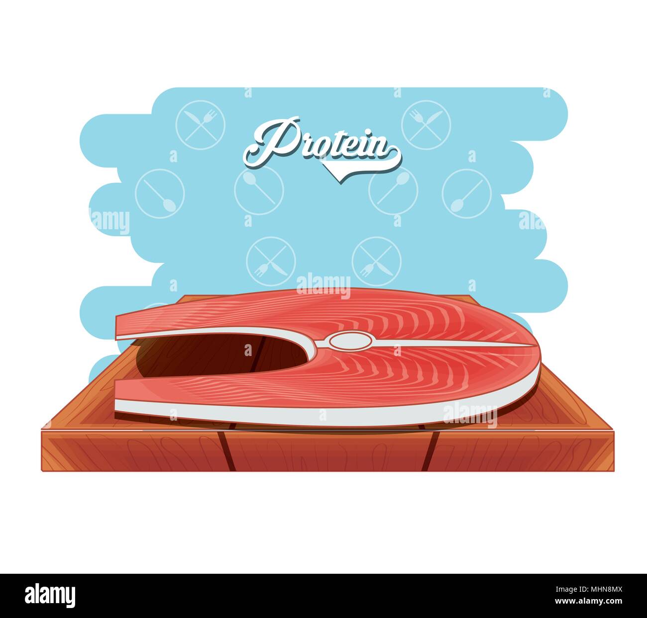 protein fish meat diet healthy food vector illustration design Stock ...