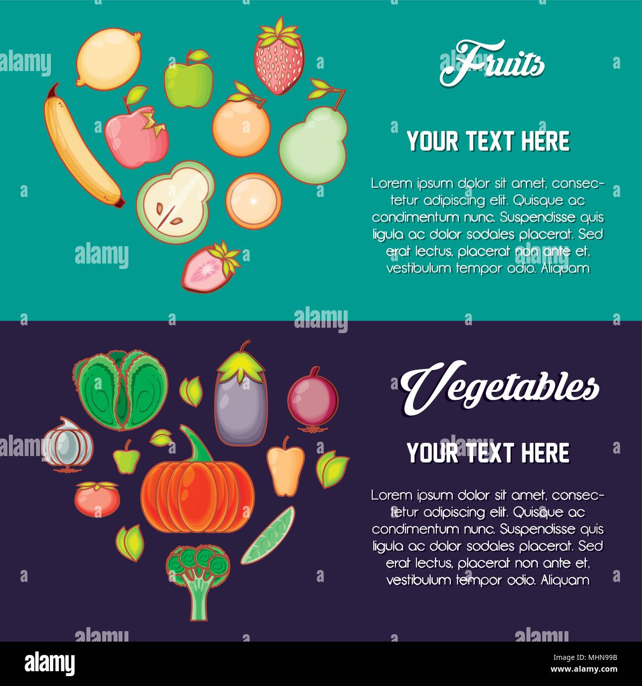 set fruits and vegetables healthy food vector illustration design Stock ...