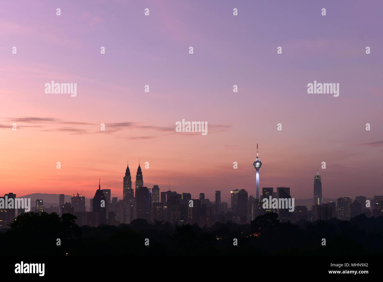 beautiful landscape view of Kuala Lumpur cityscape skyline with sunrise ...