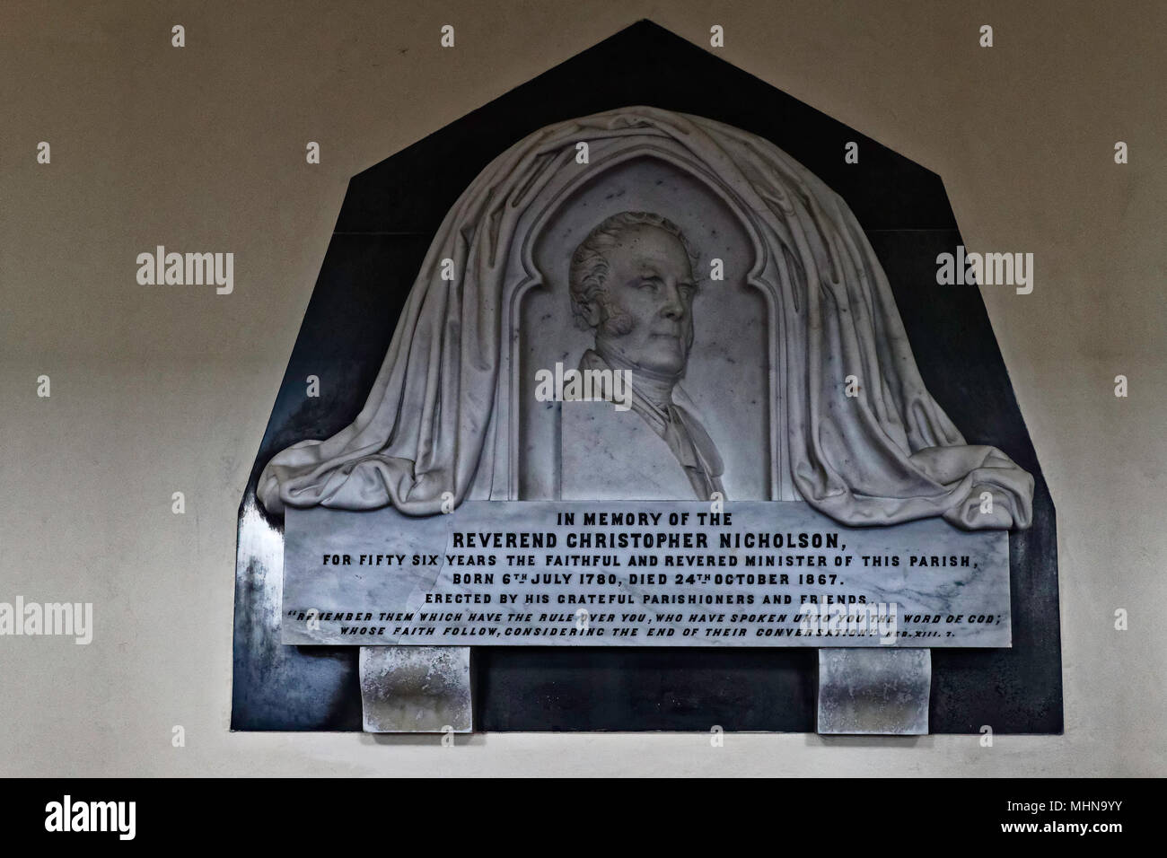 memorial to Reverend Christopher Nicholson in Whithorn Parish Church ...