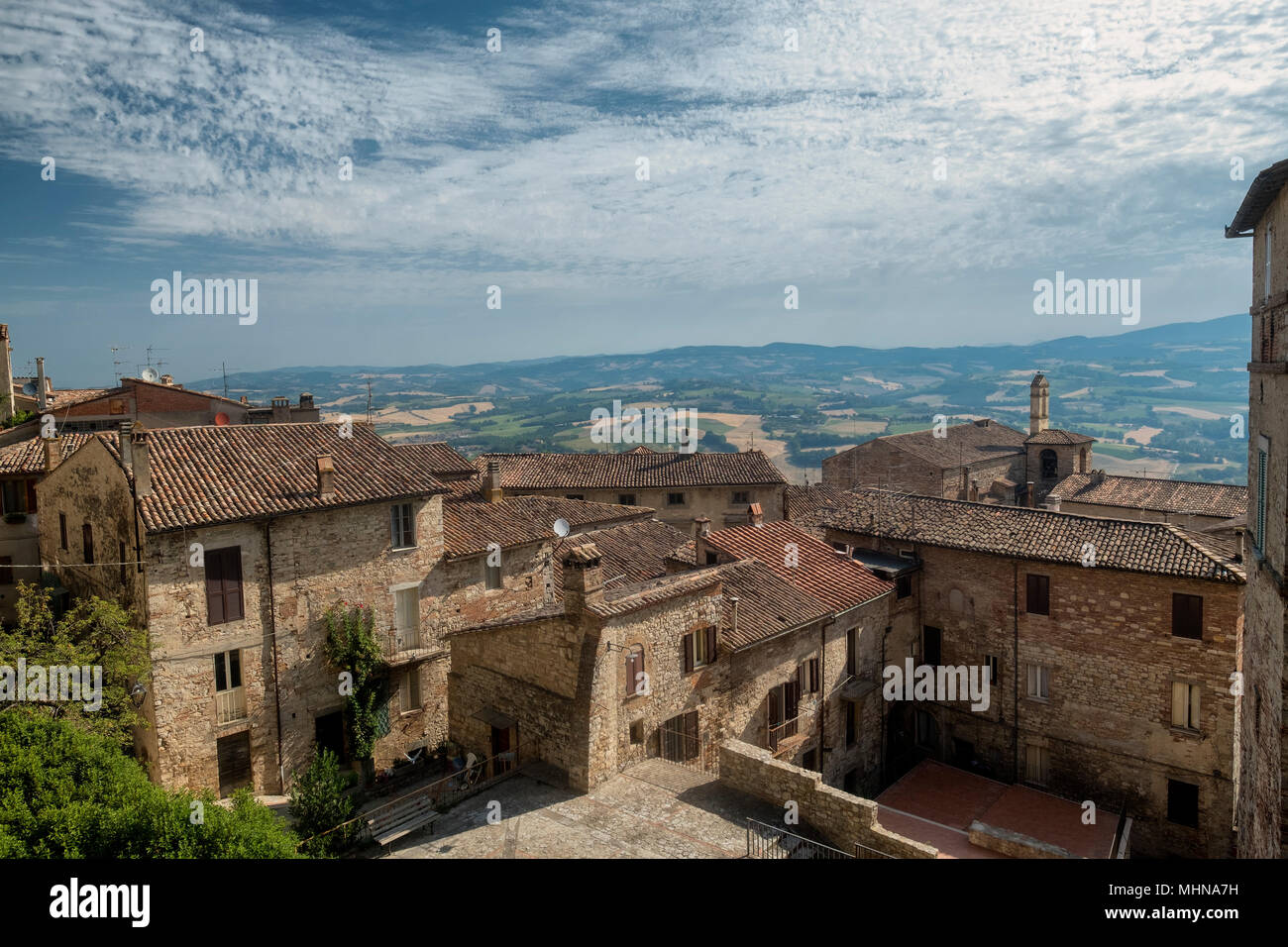 Historic buildings of Todi, Perugia, Umbria, Italy, typical street and ...