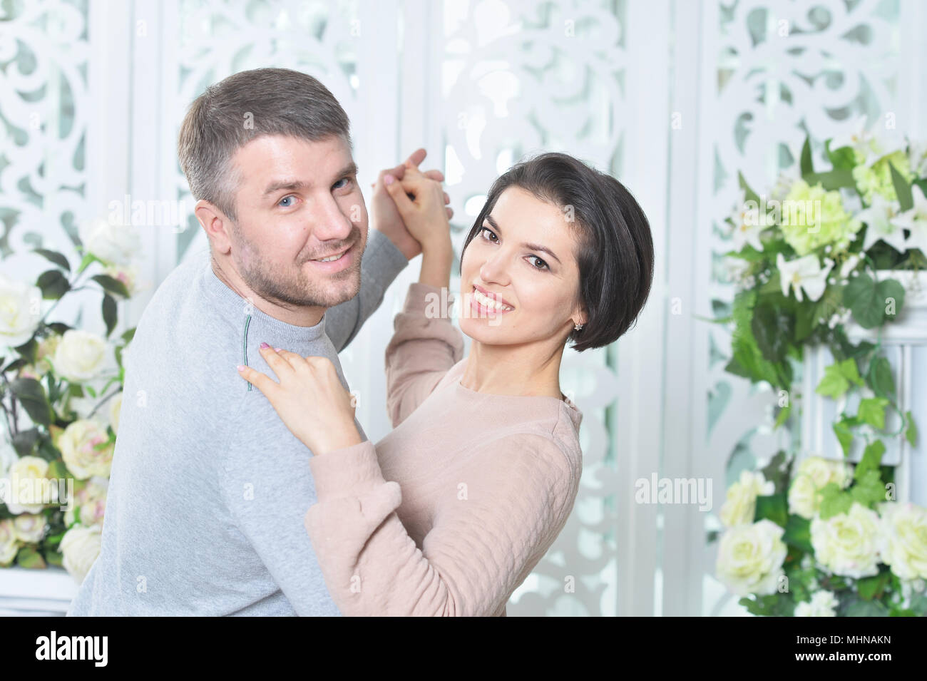 beautiful young couple dancing Stock Photo - Alamy