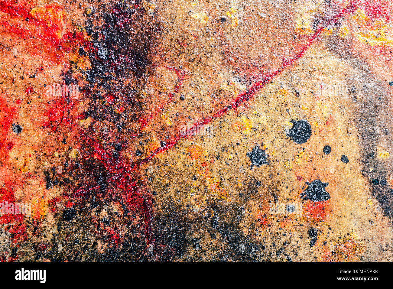 Yellow brown and red messy wall stucco texture background. Decorative ...