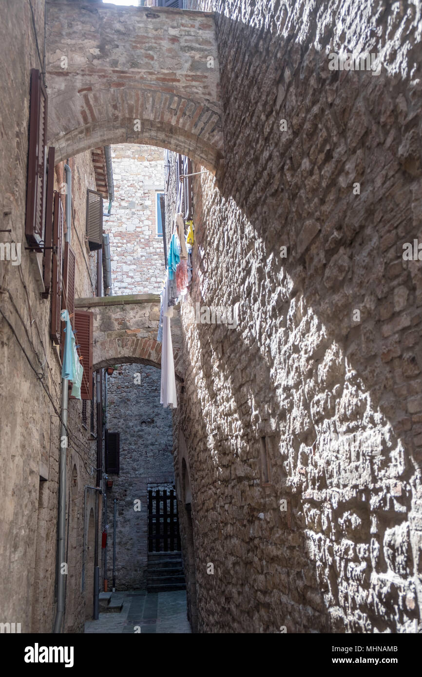 Historic buildings of Todi, Perugia, Umbria, Italy, typical street ...