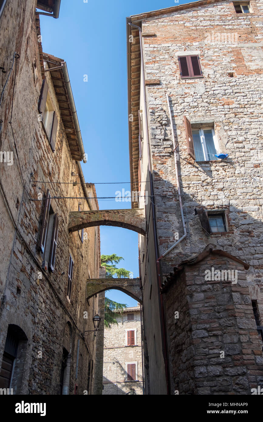Historic buildings of Todi, Perugia, Umbria, Italy, typical street ...