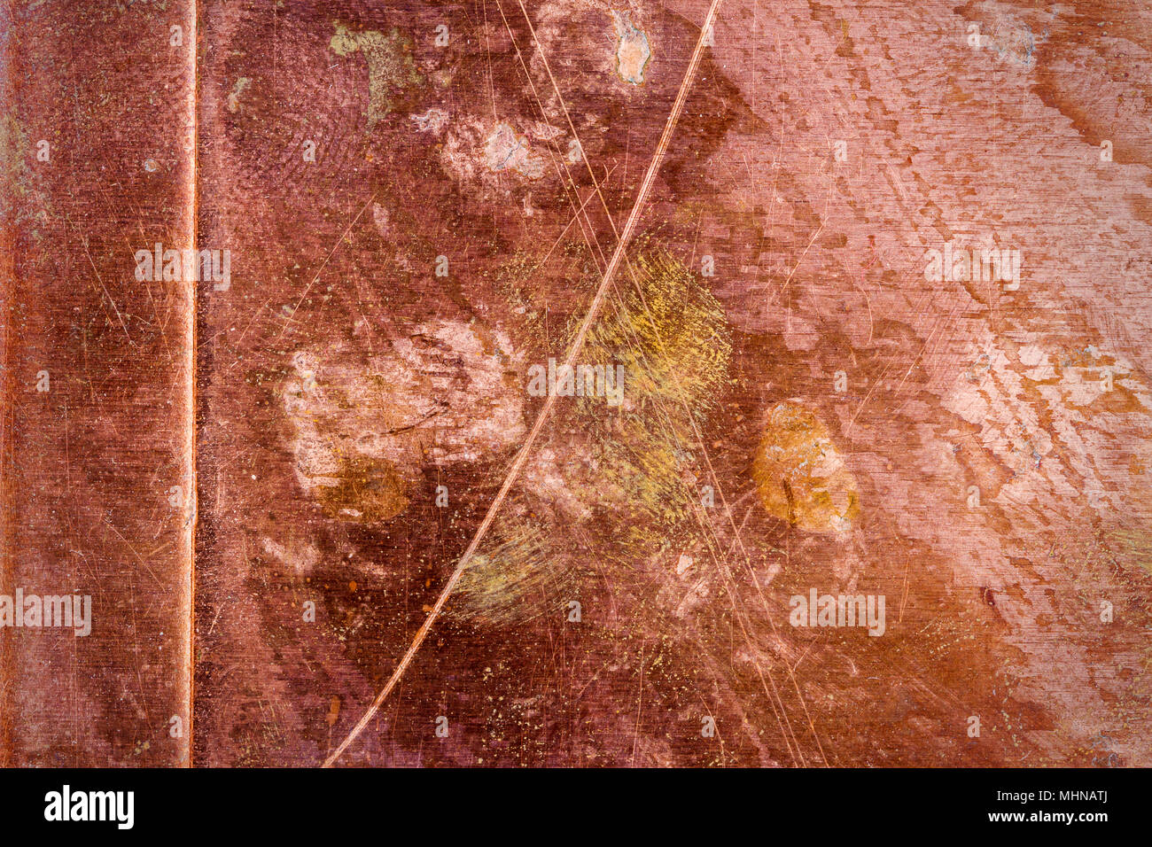 Scratched dirty dusty copper plate texture, old metal background ...