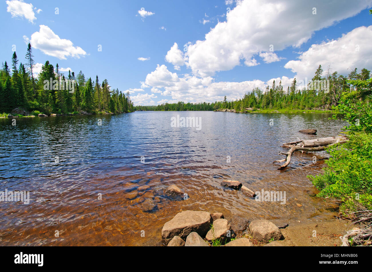 View from the South Portage on Cross Bay lake Stock Photo - Alamy