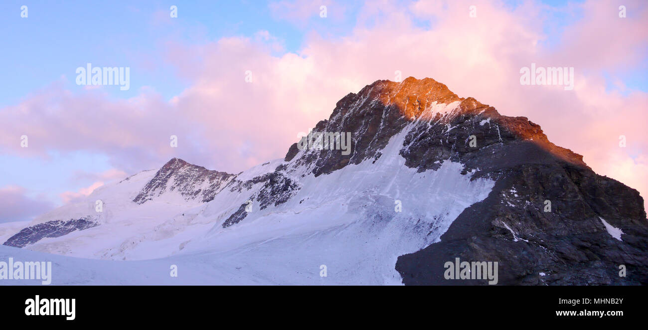 mountain landscape at dawn in the Swiss Alps near Pontresina Stock ...