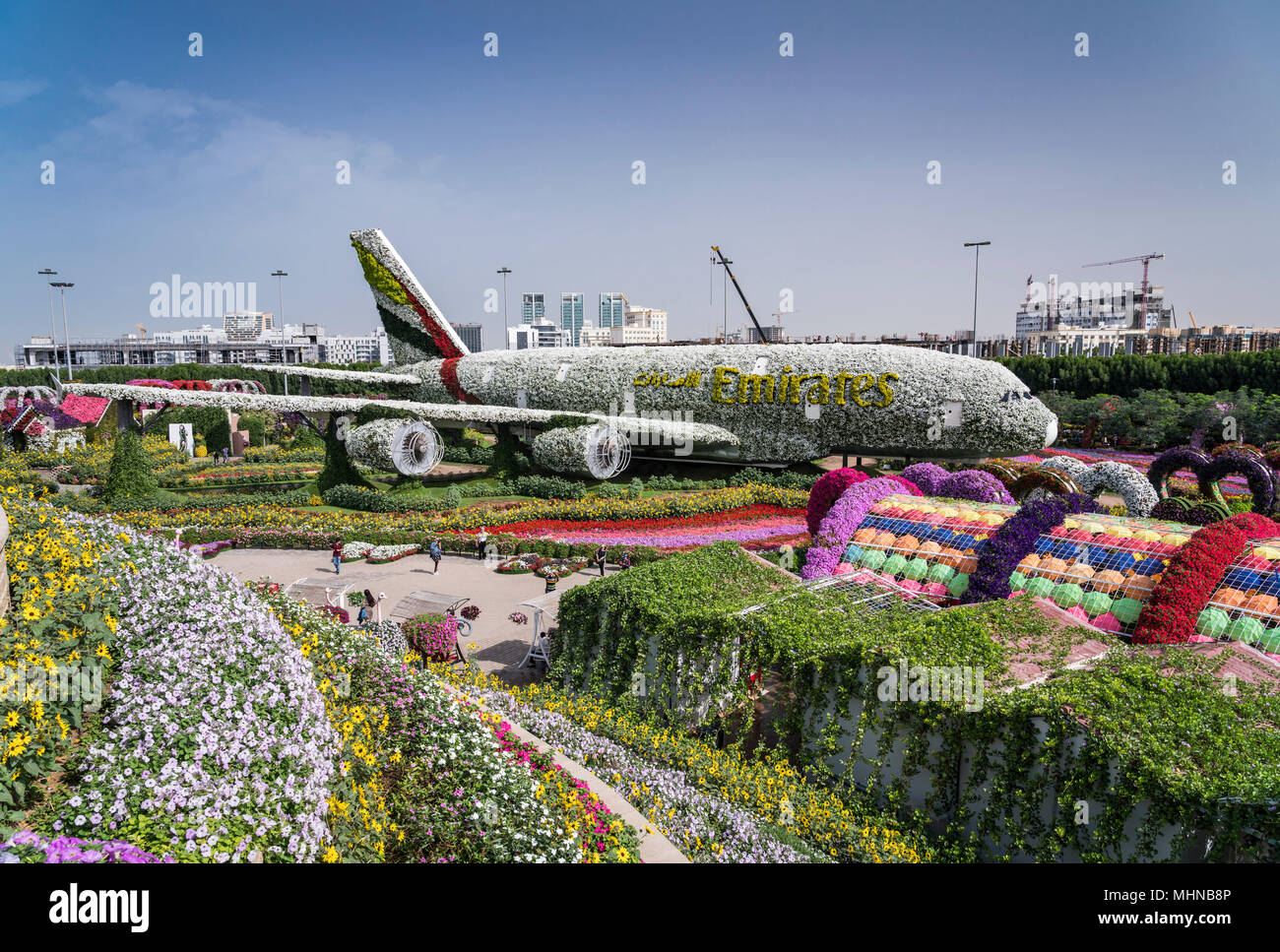 An Emirates Air floral airplane at the Miracle Gardens in Dubai, UAE ...