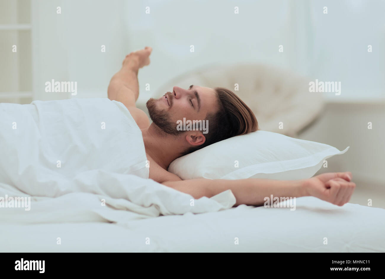 business man waking up on Sunday morning Stock Photo - Alamy