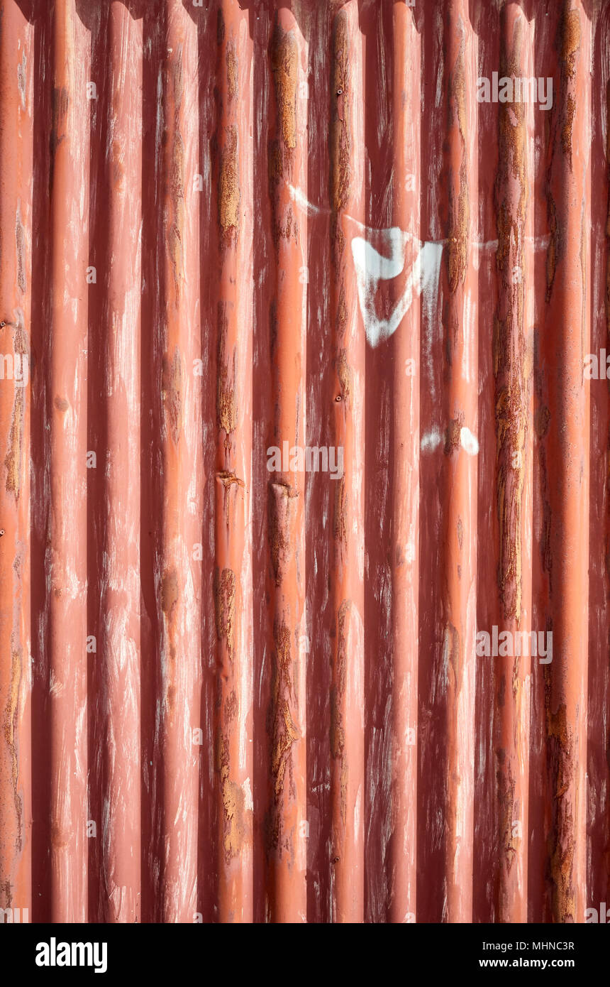 Weathered corrugated red rusty metal sheet, abstract background Stock ...