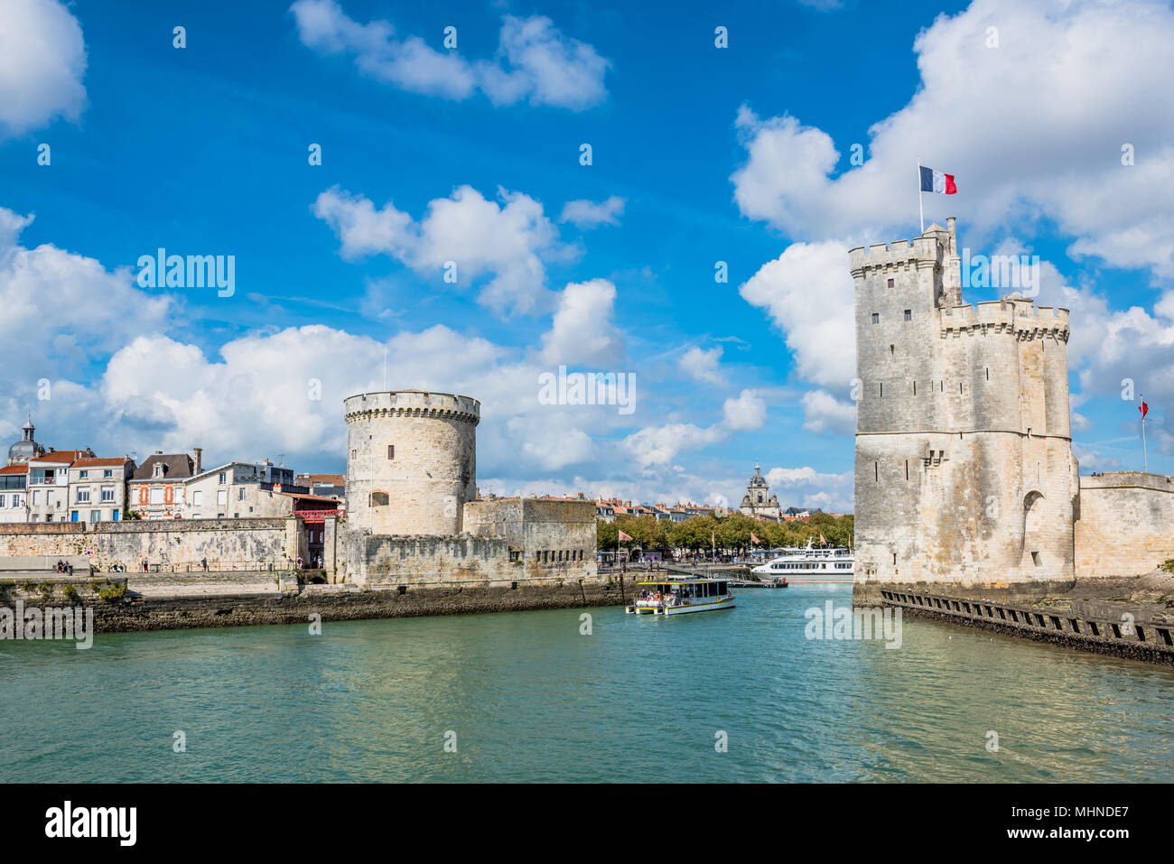 Old Harbour towers of ancient fortress of La Rochelle France Stock ...