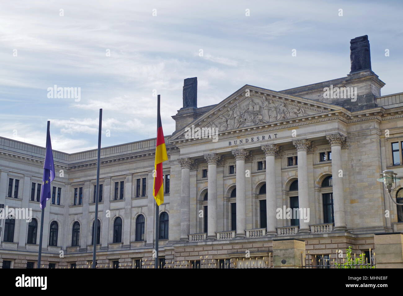 A front of historic building of German Federal Council in Berlin with ...
