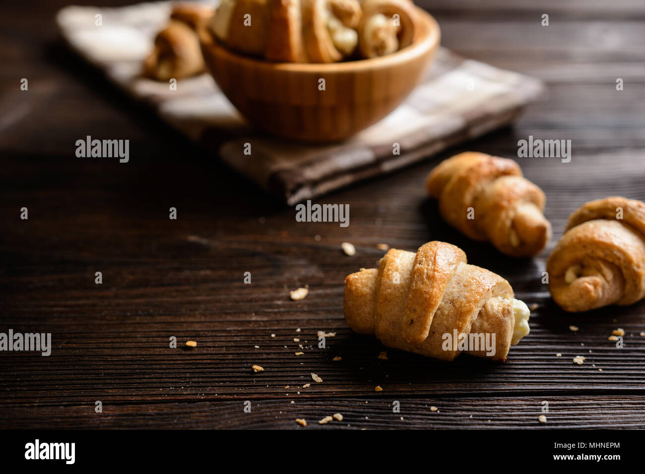 Salty whole meal Croissants stuffed with Feta cheese Stock Photo - Alamy