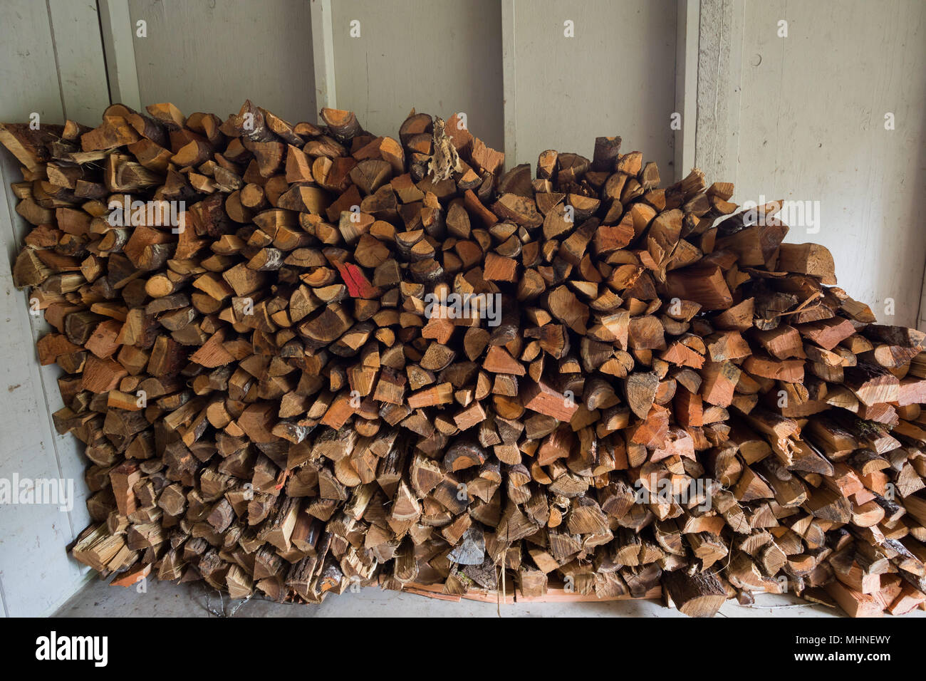 Stacked Firewood at Cabin Stock Photo - Alamy