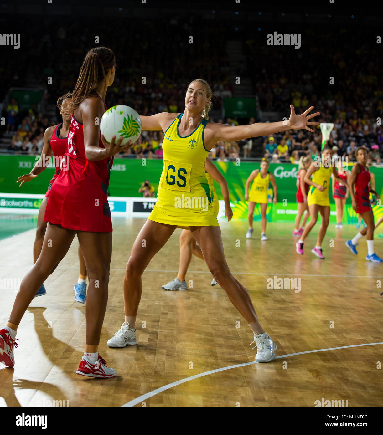 GOLD COAST, AUSTRALIA - APRIL 15: Geva Mentor (GK) of England and ...