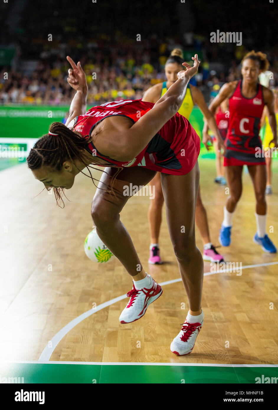 GOLD COAST, AUSTRALIA - APRIL 15: Geva Mentor (GK) of England competing ...