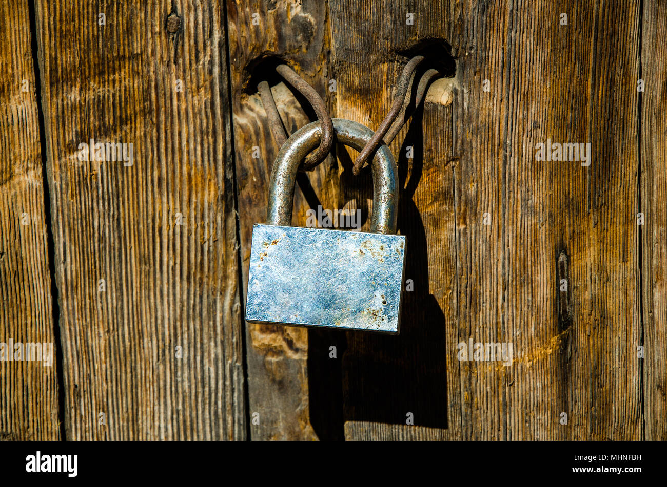 padlock on an old door Stock Photo - Alamy