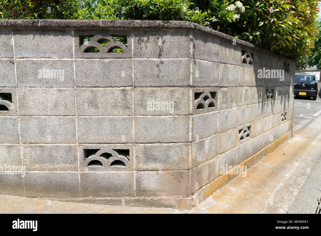 Block wall, Isehara City, Kanagawa Prefecture, Japan Stock Photo - Alamy