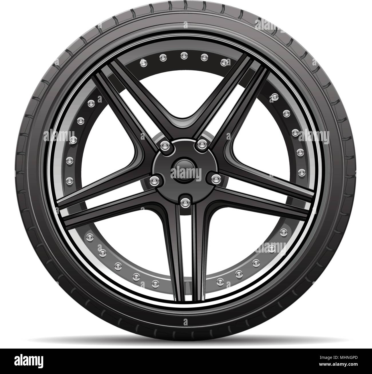 Car tire wheel isolated vector illustration Stock Vector Image & Art ...