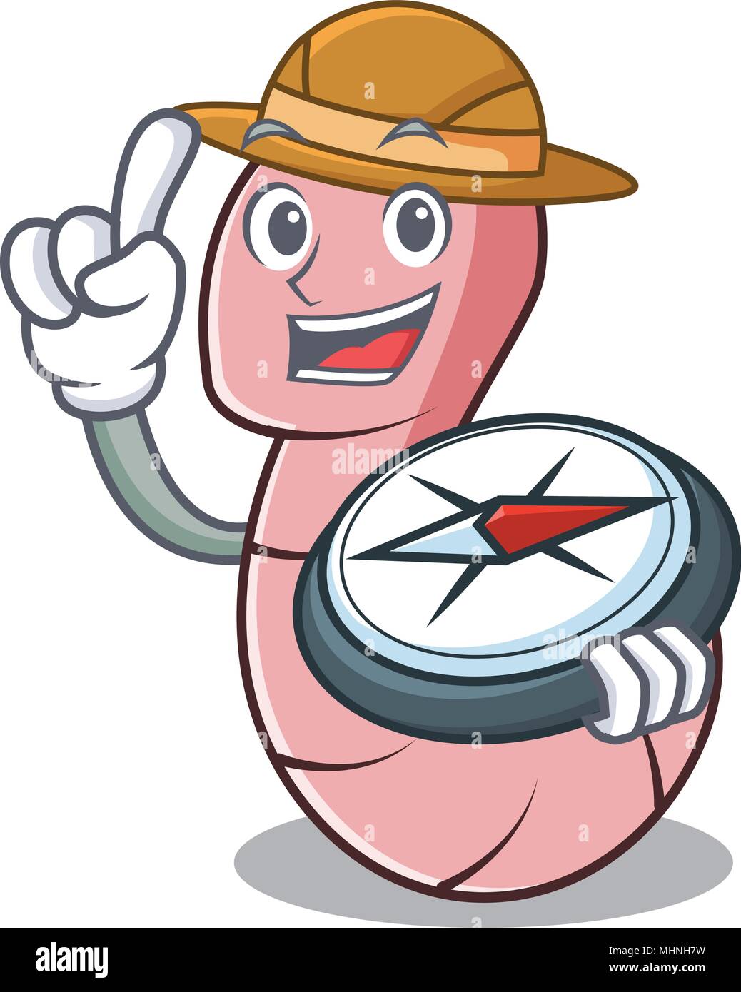 Explorer worm mascot cartoon style Stock Vector Image & Art - Alamy