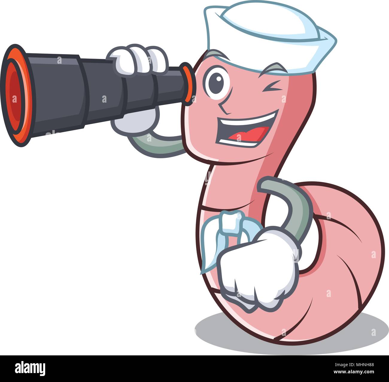 Sailor with binocular worm mascot cartoon style Stock Vector Image ...