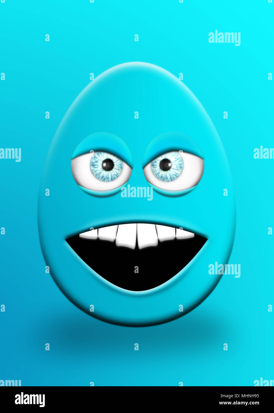 Easter Egg With Eyes and Mouth Feeling Angry 3D Illustration Stock ...