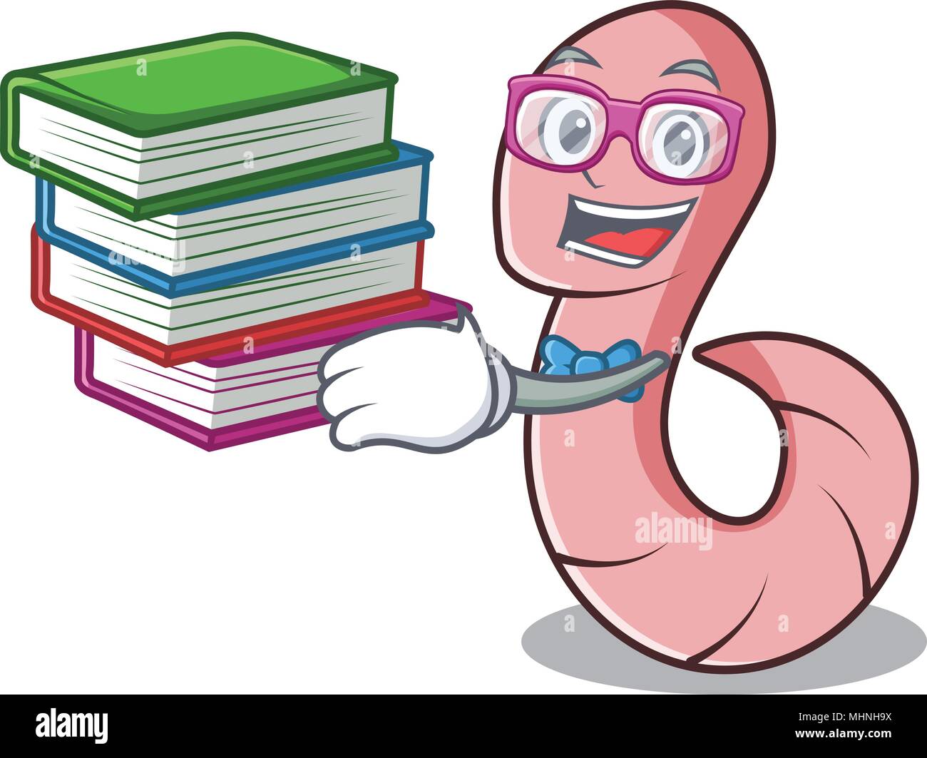 Student with book worm mascot cartoon style Stock Vector Image & Art ...
