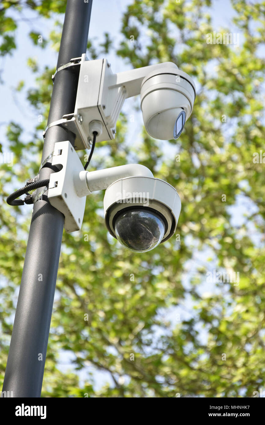 Security cameras on a pole outdoor Stock Photo - Alamy