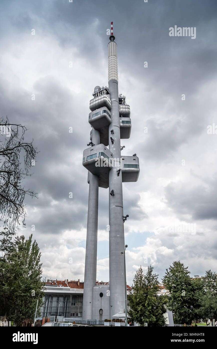 Prague, Czech Republic - August 21, 2017: Zizkov Television Tower in ...