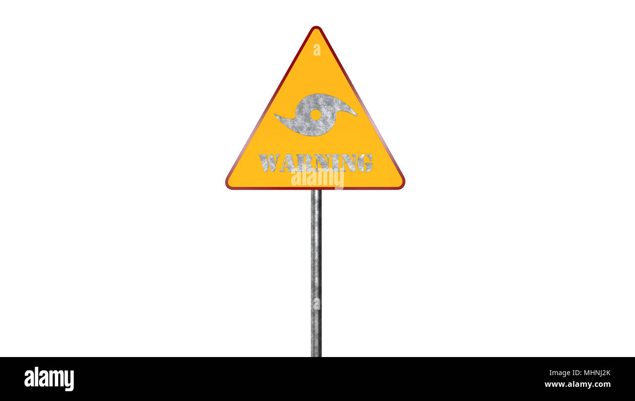 Hurricane Warning Road Sign Isolated On White Background 3D Rendering ...