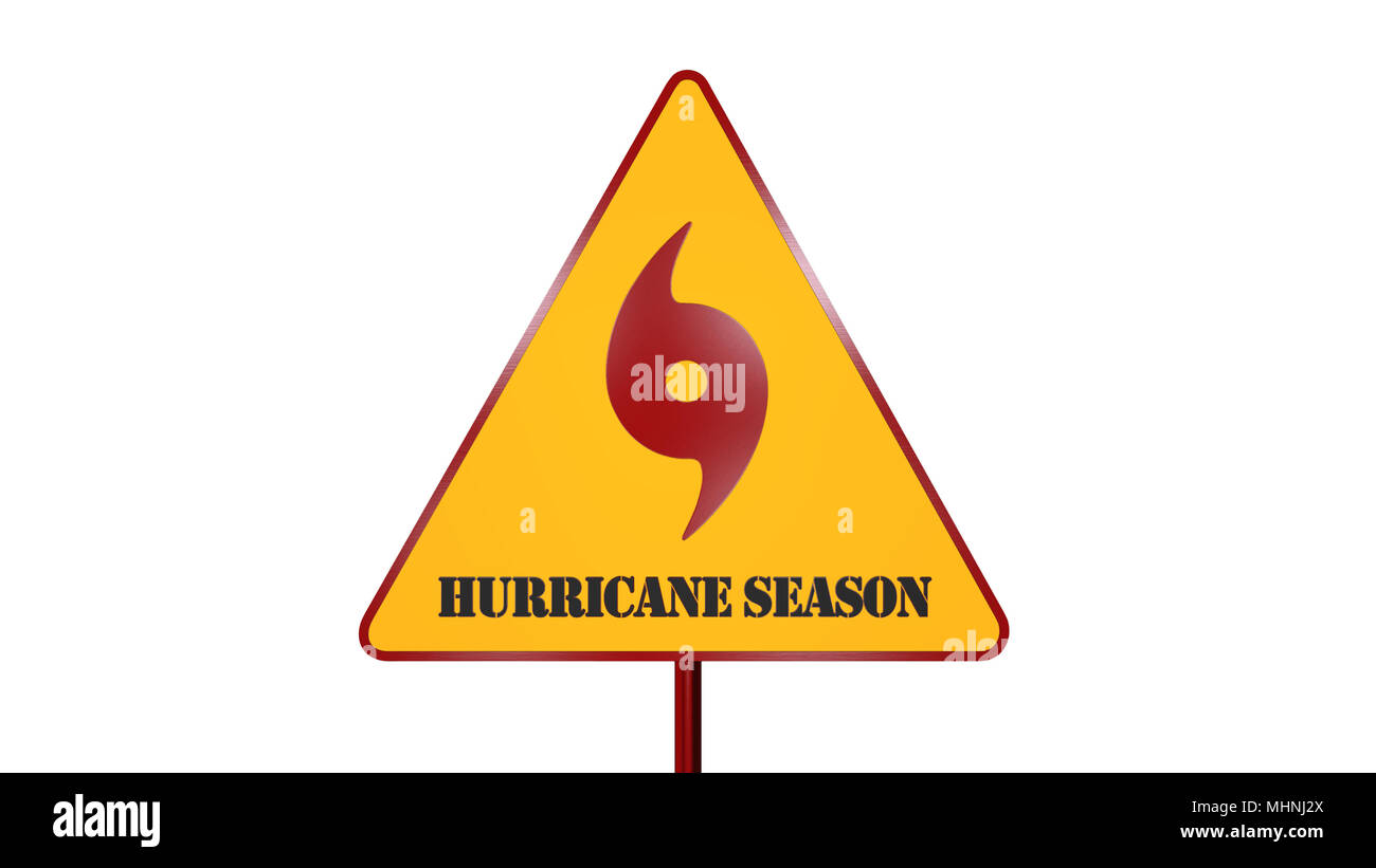 Hurricane Warning Road Sign Isolated On White Background 3D Rendering ...